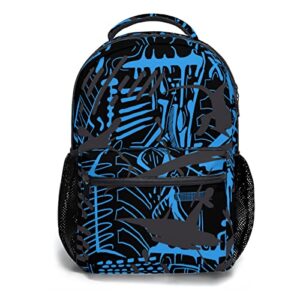 aportt black blue camo backpack for boys girls blue camouflage durable casual basic kids bookbag vintage artist lightweight school bag for teens students travel hiking camping daypack