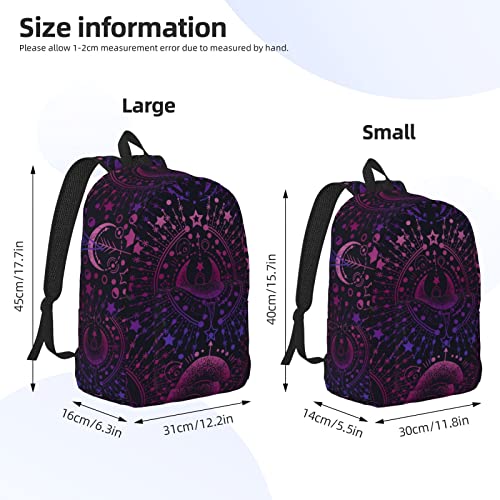 IRIHISKY Backpack Magic Astrology Witch Moon Laptop Rucksack School Bookbag Casual Daypack for 3th 4th 5th Student Teens Travel Hiking 16 Inch Over 3 Years Old Kids