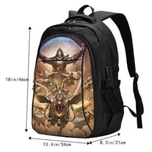 Jrktuwdg De-stiny 2 Men Women Backpack Shoulder Bag with USB Charging Port Bookbag Laptop Backpacks