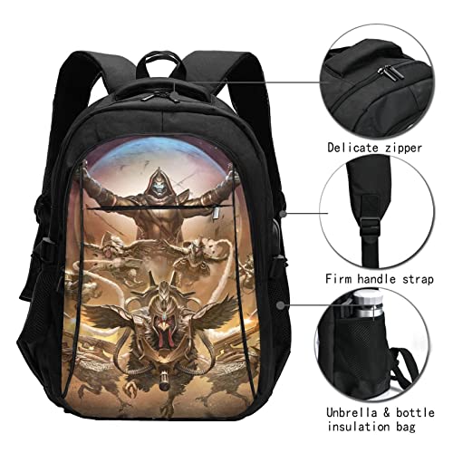 Jrktuwdg De-stiny 2 Men Women Backpack Shoulder Bag with USB Charging Port Bookbag Laptop Backpacks