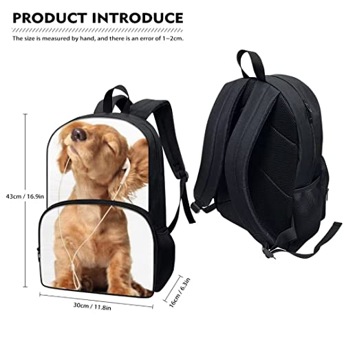 Golden Retriever Backpacks Animal Backpack Book bag Set for Kids Elementary School