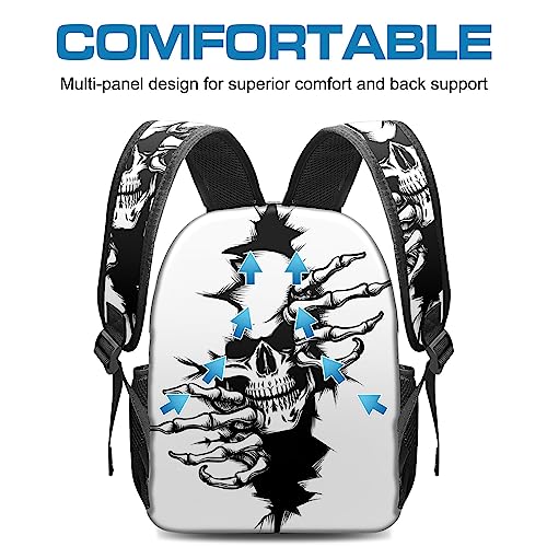 Genhuyiz Halloween Kids Backpack for School Trips and Outdoor Activities Halloween Horror Skeleton Decor 16 Inch Backpack for Boys and Girls