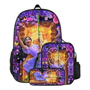 royal kylin 3-piece printed backpack with lunch box and pencil case for women,men,adult,man,mans