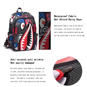 kejinsge Shark Teens Backpacks Fashion Schoolbag Casual Waterproof Travel USB Laptop Backpack (Style 1)