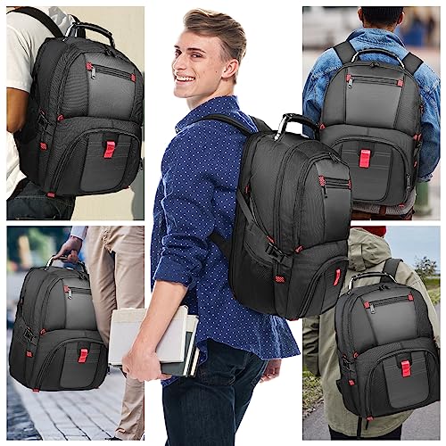 Extra Large Travel Backpack, 45L Large Laptop Backpacks for Men, Big Capacity Laptop Computer College Backpack TSA Airline Approved Business Work Bag With USB Charging Port, Gifts For Him Men, Black