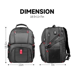 Extra Large Travel Backpack, 45L Large Laptop Backpacks for Men, Big Capacity Laptop Computer College Backpack TSA Airline Approved Business Work Bag With USB Charging Port, Gifts For Him Men, Black