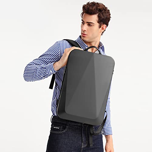 Anti Theft Hard Shell Business Backpack,Waterproof Travel Backpack, USB 15.6 Inch Laptop Backpack for Men (Black, Expandable)