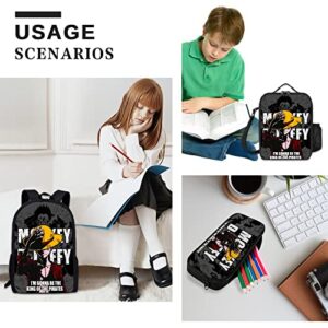 URYLVUG Japanese Anime 3 in 1 Backpack Set, Cosplay Daypack, Insulated Lunch Bag for Work, Pencil Case for Boys Girls, Large-capacity Travel Bag - Black,209172Hz