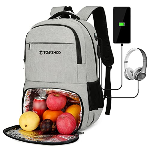 TOMSHOO Lunch Backpack for Men Women, Insulated Cooler Backpack Lunch Bag 15.6 inch Laptop Backpack Reusable Water Resistant for Work Beach Camping Picnics Hiking Travel