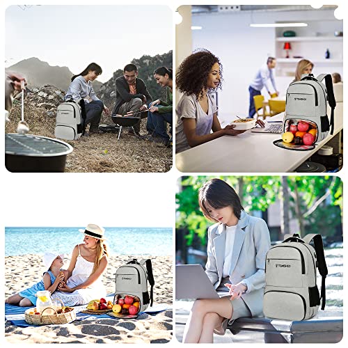 TOMSHOO Lunch Backpack for Men Women, Insulated Cooler Backpack Lunch Bag 15.6 inch Laptop Backpack Reusable Water Resistant for Work Beach Camping Picnics Hiking Travel