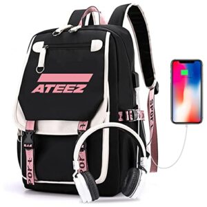 yx&st kpop ateez school backpack merchandise, ateez laptop backpacks and casual backpack