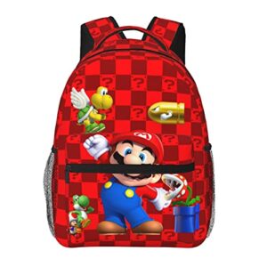 dibhhui teen backpack 15.7inch cartoon bros backpack lightweight travel casual daypack 3d printed gaming allover character bookbag adjustable shoulder bag for boys girls gift(red)