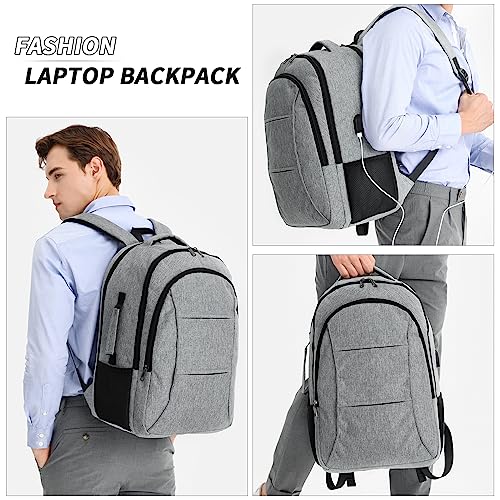 seyfocnia Travel Backpack for Men,17.3 inch Laptop Backpack Carry on Backpack Flight Approved Backpack Luggage for Travel with USB Charging Port Work Rucksack Computer Backpack Casual Backpacks-Grey