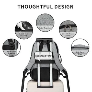 seyfocnia Travel Backpack for Men,17.3 inch Laptop Backpack Carry on Backpack Flight Approved Backpack Luggage for Travel with USB Charging Port Work Rucksack Computer Backpack Casual Backpacks-Grey