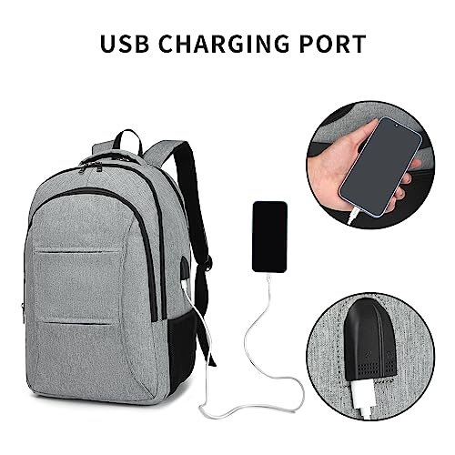 seyfocnia Travel Backpack for Men,17.3 inch Laptop Backpack Carry on Backpack Flight Approved Backpack Luggage for Travel with USB Charging Port Work Rucksack Computer Backpack Casual Backpacks-Grey