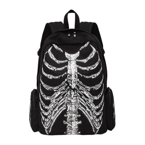 Ogkdlew Goth Backpack Skull Gothic Backpack, Emo Goth Grunge Backpack For Street Hipster With Hooded 16.5 In