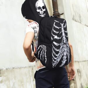 Ogkdlew Goth Backpack Skull Gothic Backpack, Emo Goth Grunge Backpack For Street Hipster With Hooded 16.5 In