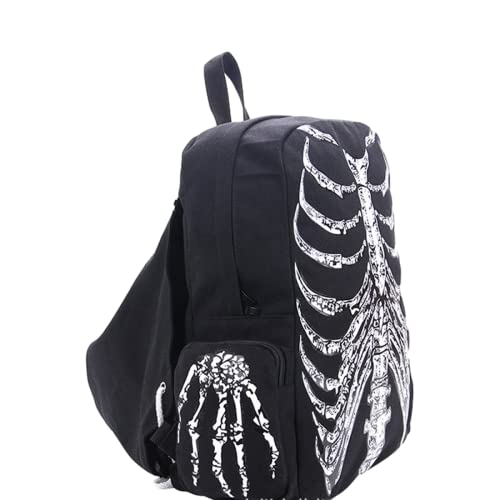 Ogkdlew Goth Backpack Skull Gothic Backpack, Emo Goth Grunge Backpack For Street Hipster With Hooded 16.5 In