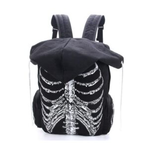 Ogkdlew Goth Backpack Skull Gothic Backpack, Emo Goth Grunge Backpack For Street Hipster With Hooded 16.5 In