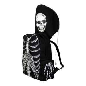 Ogkdlew Goth Backpack Skull Gothic Backpack, Emo Goth Grunge Backpack For Street Hipster With Hooded 16.5 In