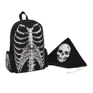 Ogkdlew Goth Backpack Skull Gothic Backpack, Emo Goth Grunge Backpack For Street Hipster With Hooded 16.5 In