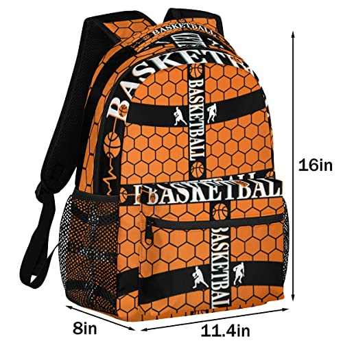 OMFUNS Basketball Ball Backpack for Kids Boys Girls Cool Sport Quote School Bookbag for College Middle High School Bag Rucksack Casual Daypack Computer Laptop Backpack for Women Men