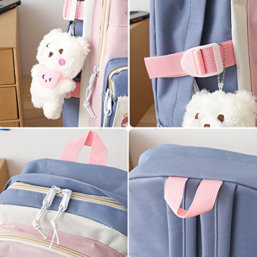 Nature Porter Kawaii Backpack 5Pcs Set with Kawaii Pendants and Pins Accessories Aesthetic Backpack Cute Laptop Backpack Travel Bag