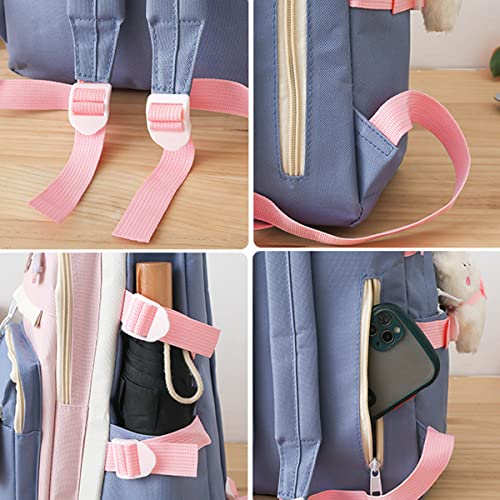 Nature Porter Kawaii Backpack 5Pcs Set with Kawaii Pendants and Pins Accessories Aesthetic Backpack Cute Laptop Backpack Travel Bag