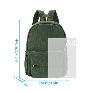 Lobagve Corduroy Backpack Large College Backpack Casual Bookbag Laptop Backpack Computer Bag Travel Daypack for Women Men,Green