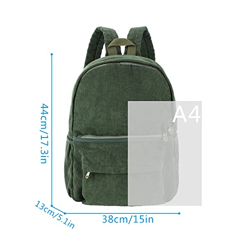 Lobagve Corduroy Backpack Large College Backpack Casual Bookbag Laptop Backpack Computer Bag Travel Daypack for Women Men,Green