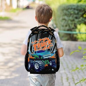 NICEFORNICE Truck Backpacks Kids - 16 Inch Fashion Backpack for School - Black Lightweight Bookbag for Boys