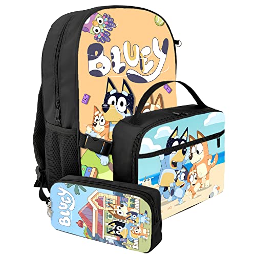 Orerered 3D Anime Print Backpack with Lunch Bag Set Kid's Casual Book Bag