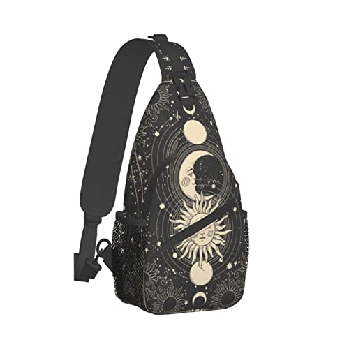 YANGDADA Vintage Sun Moon Stars Sling Bag Crossbody Backpack Sling Backpack Shoulder Bag Casual Daypacks for Women Men Cycling Hiking Travel