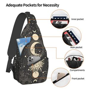 YANGDADA Vintage Sun Moon Stars Sling Bag Crossbody Backpack Sling Backpack Shoulder Bag Casual Daypacks for Women Men Cycling Hiking Travel