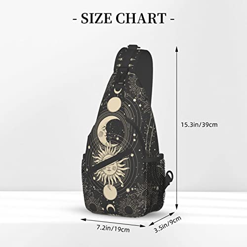 YANGDADA Vintage Sun Moon Stars Sling Bag Crossbody Backpack Sling Backpack Shoulder Bag Casual Daypacks for Women Men Cycling Hiking Travel