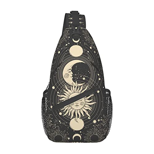 YANGDADA Vintage Sun Moon Stars Sling Bag Crossbody Backpack Sling Backpack Shoulder Bag Casual Daypacks for Women Men Cycling Hiking Travel