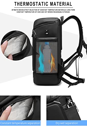 NASKVOWT Men travel backpack, gym backpack with shoe compartment, travel bag with shoe compartment, Travel Backpack With USB Charging Port, Camping, outdoors trekking backpack