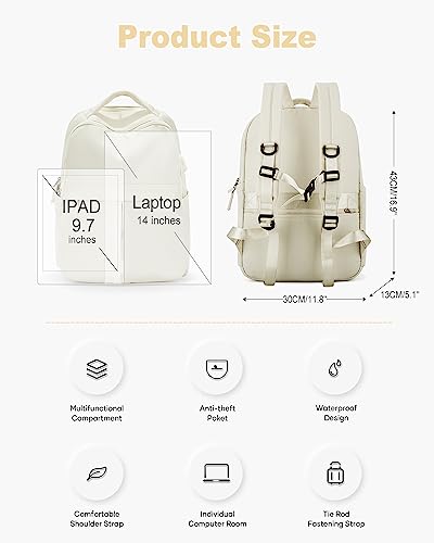 suratio Laptop Backpack for Women Casual Daypack Backpacks Travel Backpack for Traveling on Airplane Work Backpack for Men Lightweight Computer Backpack College Teacher Backpack(Beige)