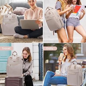 LOVEVOOK Laptop Backpack for Women 17 Inch Travel Backpack Purse, Work Business Computer Bag with USB Port, Large Capacity Waterproof Travel Bags Casual Daypacks, Light Dusty Pink