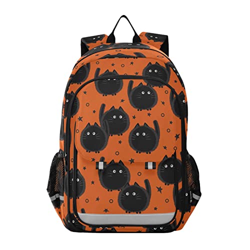 ALAZA Spooky Cat Kitten Halloween Funny Laptop Backpack Purse for Women Men Travel Bag Casual Daypack with Compartment & Multiple Pockets