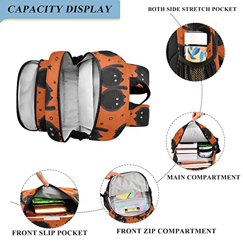 ALAZA Spooky Cat Kitten Halloween Funny Laptop Backpack Purse for Women Men Travel Bag Casual Daypack with Compartment & Multiple Pockets