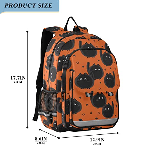 ALAZA Spooky Cat Kitten Halloween Funny Laptop Backpack Purse for Women Men Travel Bag Casual Daypack with Compartment & Multiple Pockets