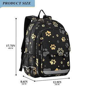 ALAZA Gold Dog Paw Print Polka Dot Laptop Backpack Purse for Women Men Travel Bag Casual Daypack with Compartment & Multiple Pockets