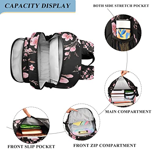 ALAZA Cherry Blossom Sakura Floral Laptop Backpack Purse for Women Men Travel Bag Casual Daypack with Compartment & Multiple Pockets