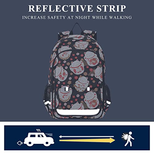 ALAZA Japanese Cat Cherry Blossom Laptop Backpack Purse for Women Men Travel Bag Casual Daypack with Compartment & Multiple Pockets