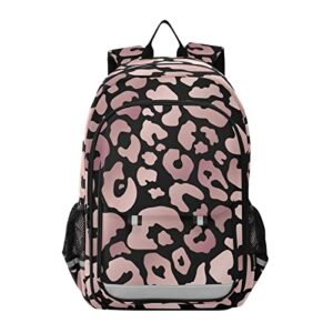 alaza rose gold leopard print pink cheetah animal laptop backpack purse for women men travel bag casual daypack with compartment & multiple pockets