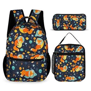 dtccet space fox backpack, cute daypack cartoon galaxy fox shoulders backpack with multiple pockets, classic laptop bag(space & fox)