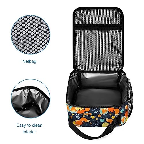 DTCCET Space Fox Backpack, Cute Daypack Cartoon Galaxy Fox Shoulders Backpack with Multiple Pockets, Classic Laptop Bag(Space & Fox)