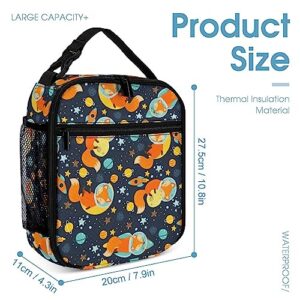 DTCCET Space Fox Backpack, Cute Daypack Cartoon Galaxy Fox Shoulders Backpack with Multiple Pockets, Classic Laptop Bag(Space & Fox)