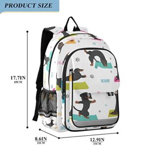 ALAZA Yoga Dogs Poses Exercises Dachshund Casual Backpack Bag Travel Knapsack Bags